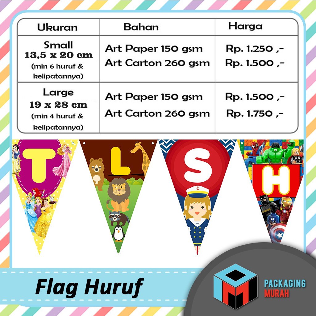 Jual Bunting Flag / Birthday Flag Custom Per Huruf | Shopee Indonesia