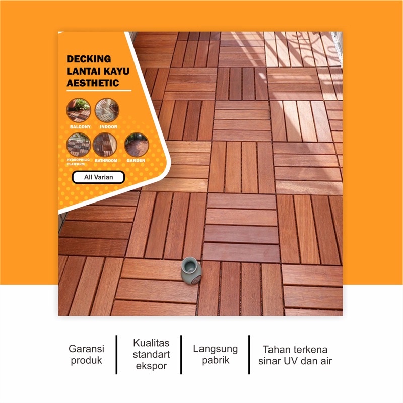 Jual decking ubin lantai kayu buat hiasan ruangan outdoor taman ...