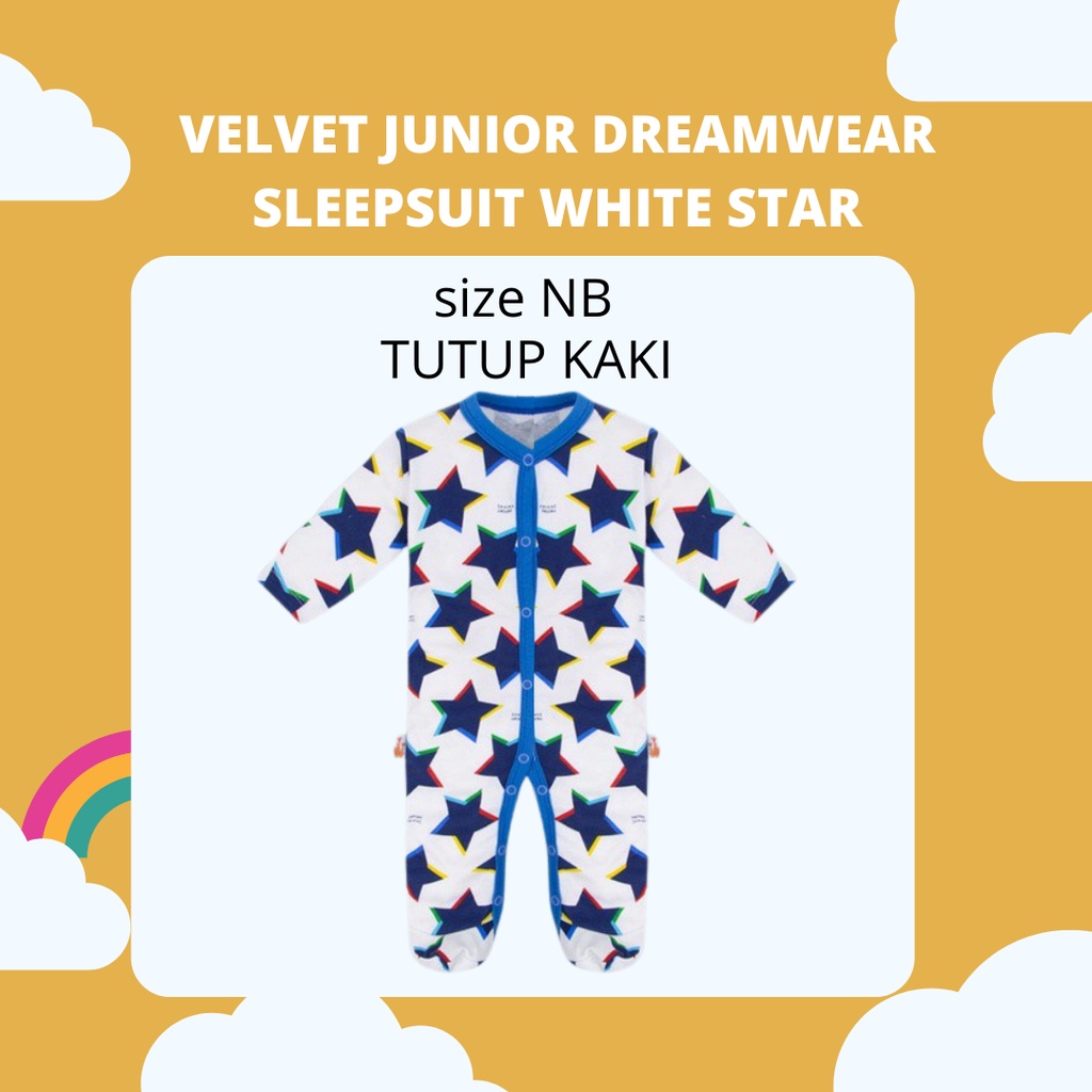 Jual TUTUP Kaki WHITE STAR Sleepsuit VELVET DREAMWEAR NB S M L BOY ...