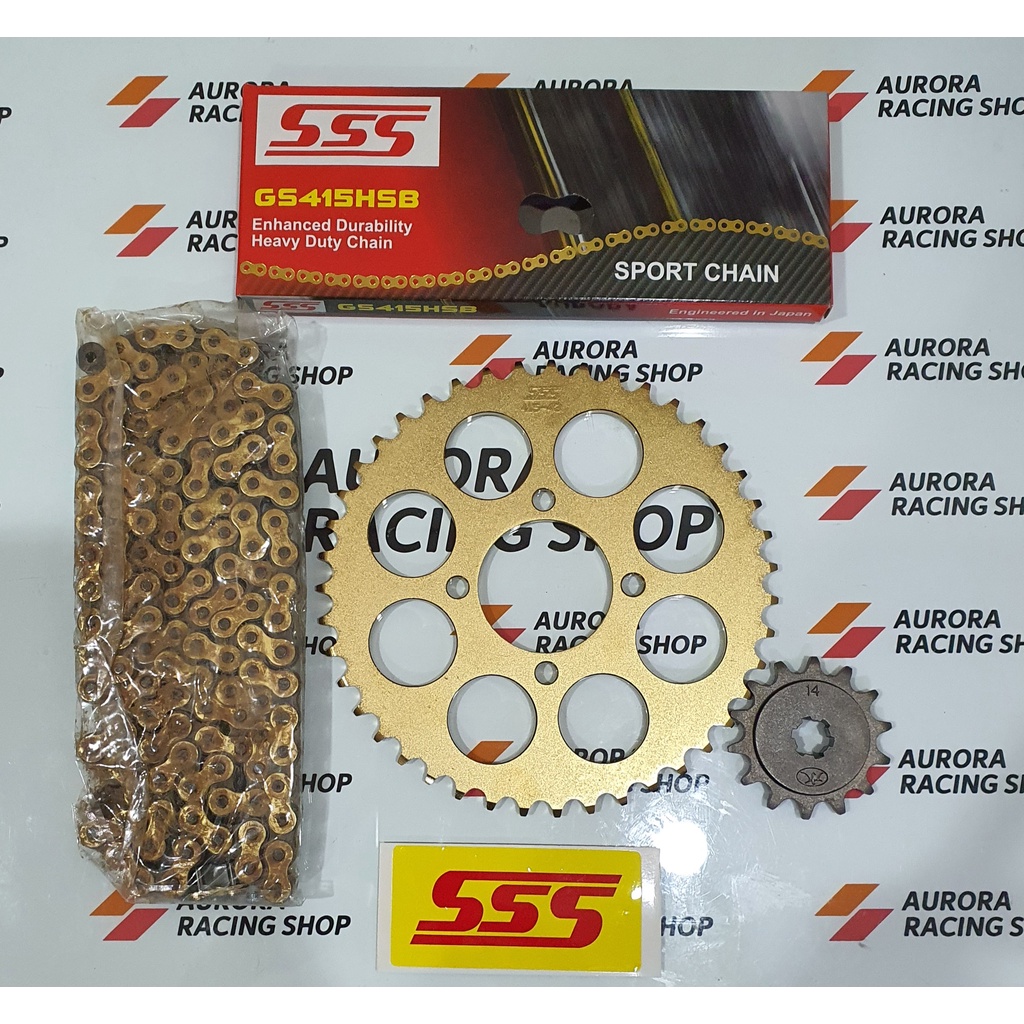 Jual GEAR SET SSS TITANIUM GOLD SATRIA 120 R / HIU / LUMBA & RANTAI SSS ...