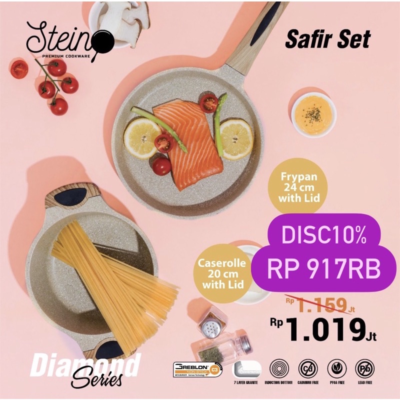 Jual (POTONGAN 15% + FREE BUBBLEWRAP) Steincookware Stein Paket Safir ...