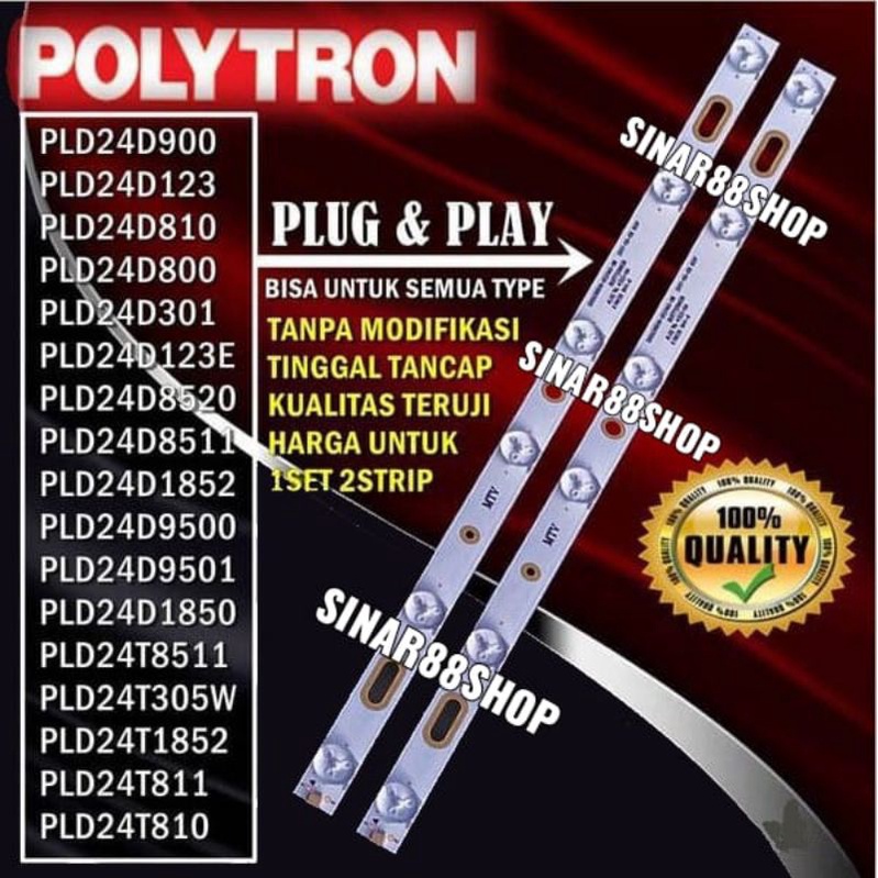Jual BACKLIGHT TV POLYTRON 24 INC 24INC 6K 3V LAMPU BL LED PLD 6 ...