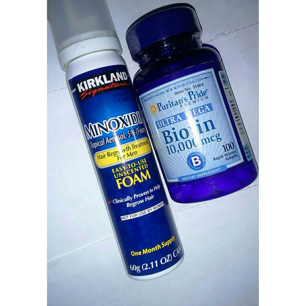 Jual Minoxidil Topical Aerosol 5%+Biotin 10.000mcg (100 softgel ...