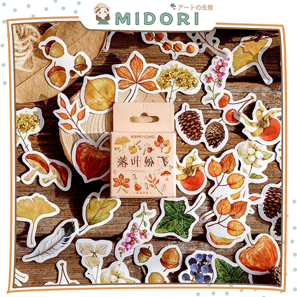 Jual [MIDORI] 46 Pcs FALL LEAVES Deco Sticker Planner DIY Scrapbook ...