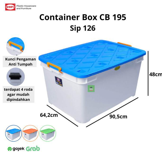 Jual Shinpo Container Box Plastik Serbaguna Mega CB 195 - Biru | Shopee ...