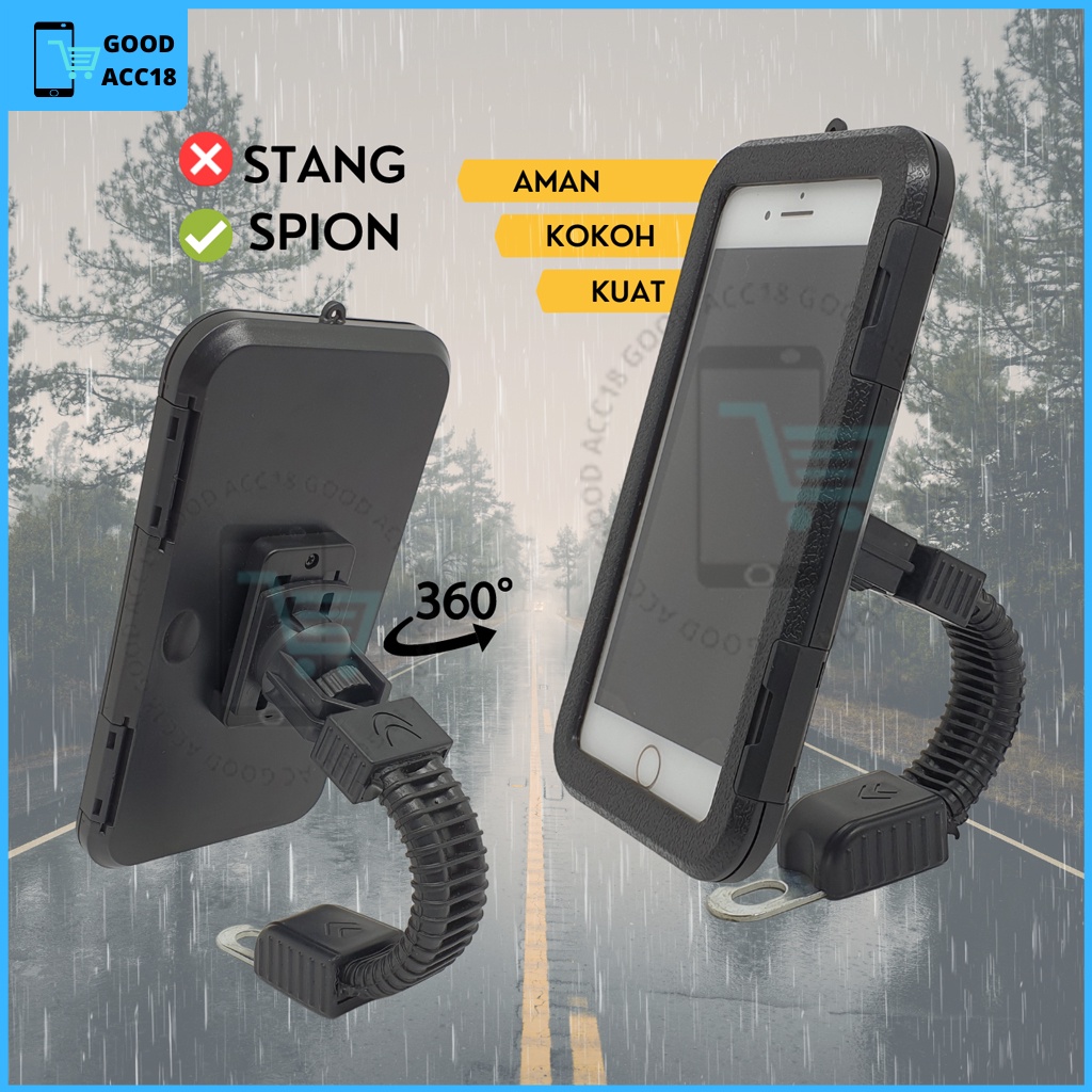 Jual HM10 Holder Hp Motor Pemasangan Spion Waterproof - Hitam Tempat Handphone Motor Anti Air 6 ...
