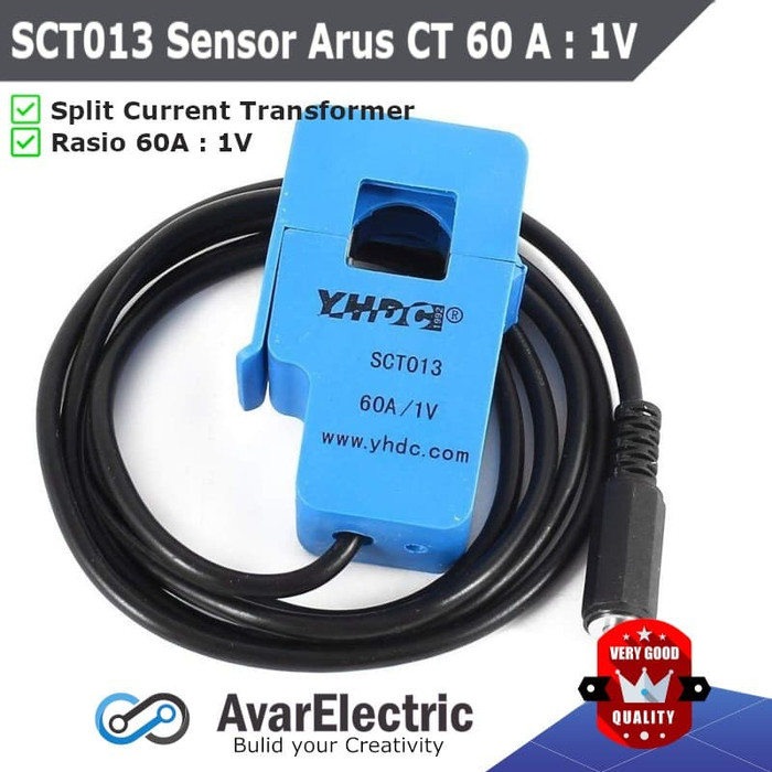 Jual YHDC SCT 013 0 - 60A 1V Current Transformer CT Sensor Arus SCT013 ...