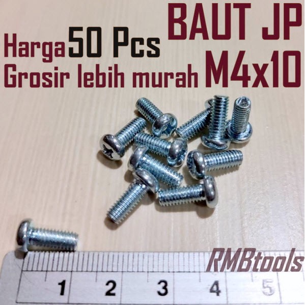 Jual M4x10 Baut JP Baut Pentol Pan Machine Screw Obeng Plus + GALVANIS ...