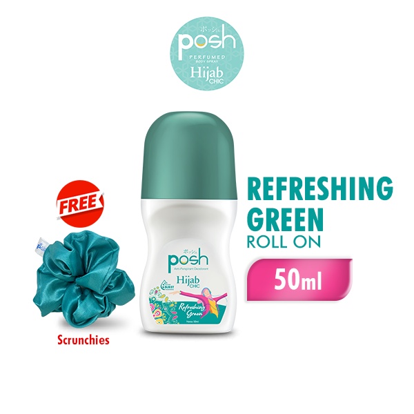 Jual Posh Hijab Chic Roll On Refreshing Green 50 ML FREE Scrunchies ...