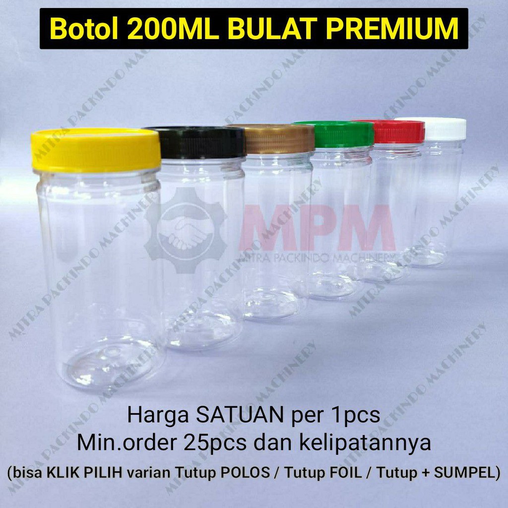 Jual Botol Sambal / Botol Sambel / Toples Sambel 200ml BULAT SLIM ...