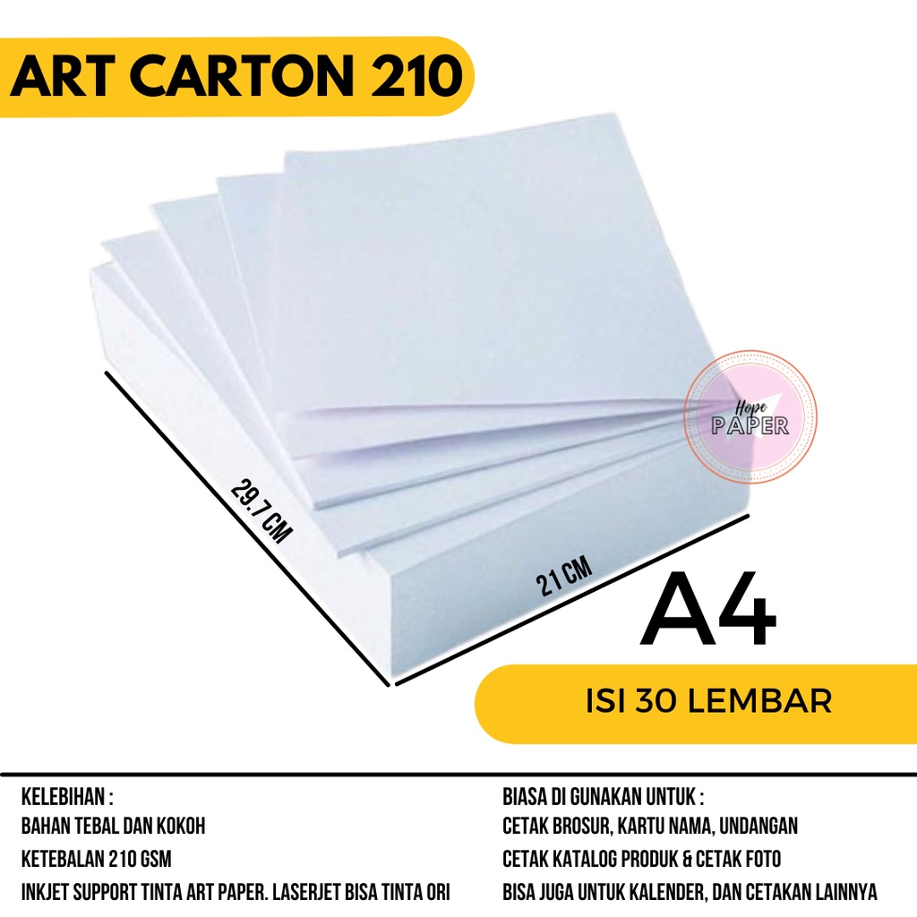 Jual art carton 210 gsm A4 isi 30 lembar / Kertas Karton A4 / Art ...