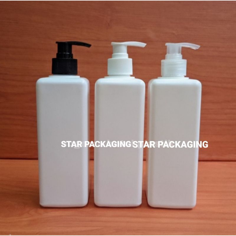 Jual Botol Pump 500ml Kotak Putih Susu HDPE Botol 500ml Kotak Putih Botol Lotion Sabun Cair Gel ...