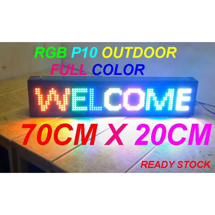 Jual LED Running text rgb 70x20cm full color 7 warna indoor outdoor ok ...