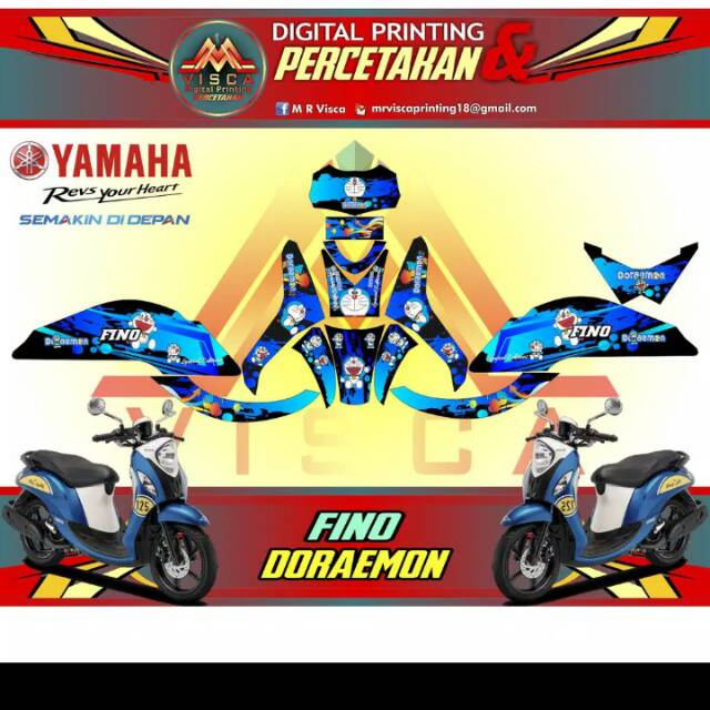 Jual Sticker Motor Fino 125 FI - Striping Yamaha Fino FI 125 Doraemon ...