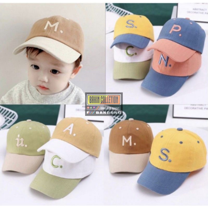 Jual Topi Anak Bordir Inisial / Topi Anak Huruf Alfabet / Topi Bassebal ...