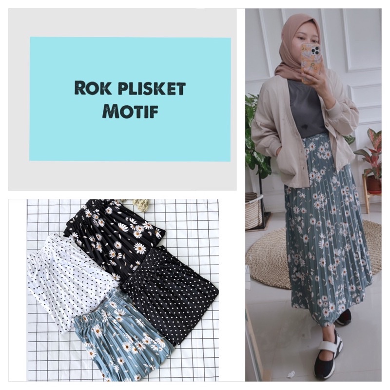 Jual ROK korea POLKADOT/ POLKA SKIRT/ ROK PLISKET MOTIF/ ROK MOTIF ...