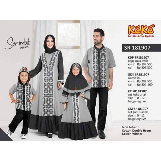 Jual Baju Muslim Gamis Koko Keluarga Sarimbit Keke SR 181907 Abu ...