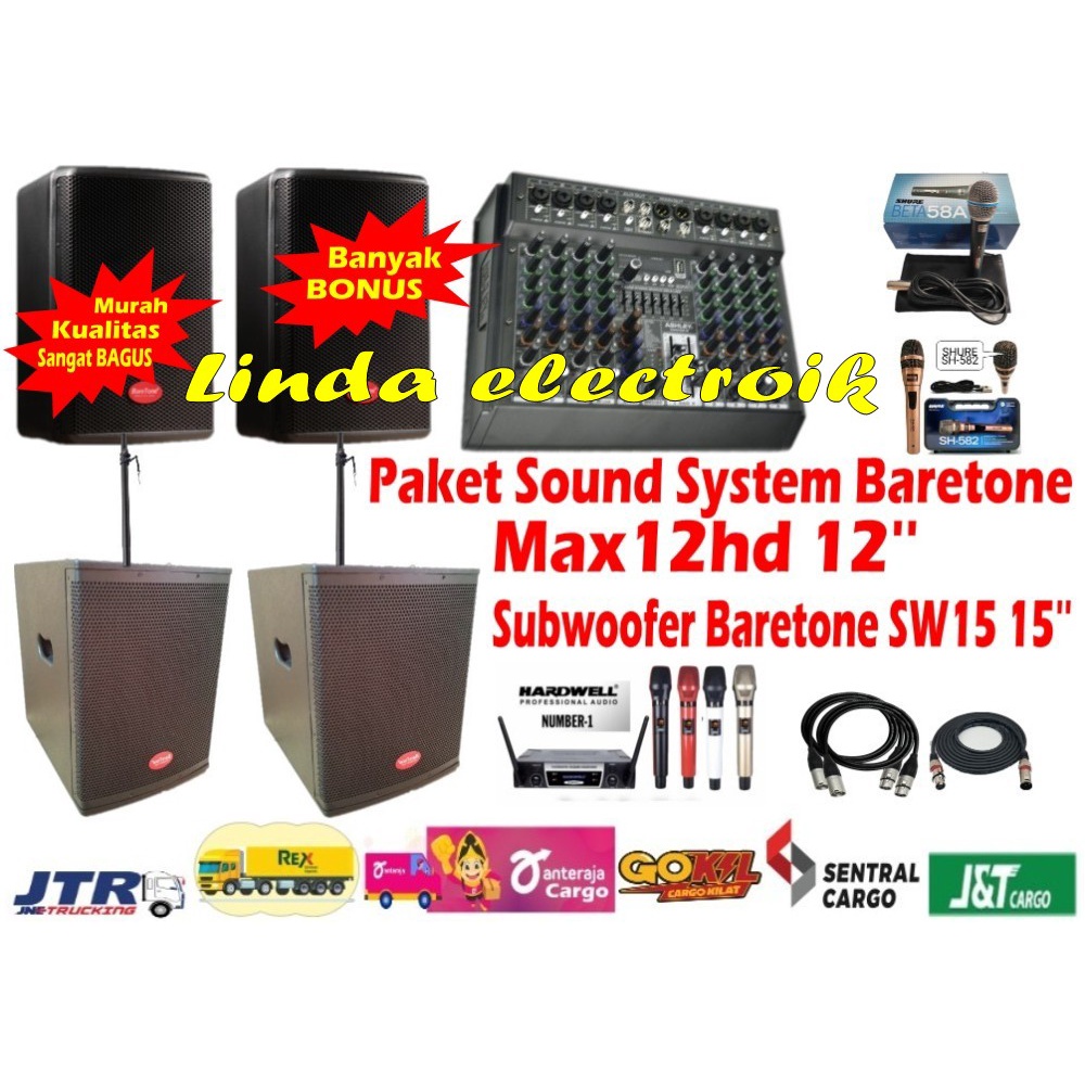 Jual paket sound system baretone max12hd 12 inch 2bh 2bh sub sw15 15 ...