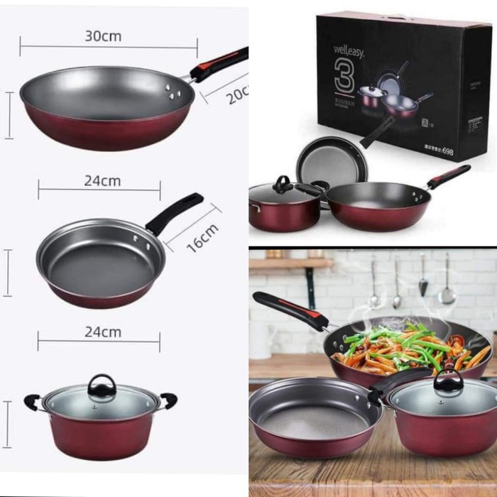 Jual PANCI TEFLON WELL EASY 3 PCS | Shopee Indonesia