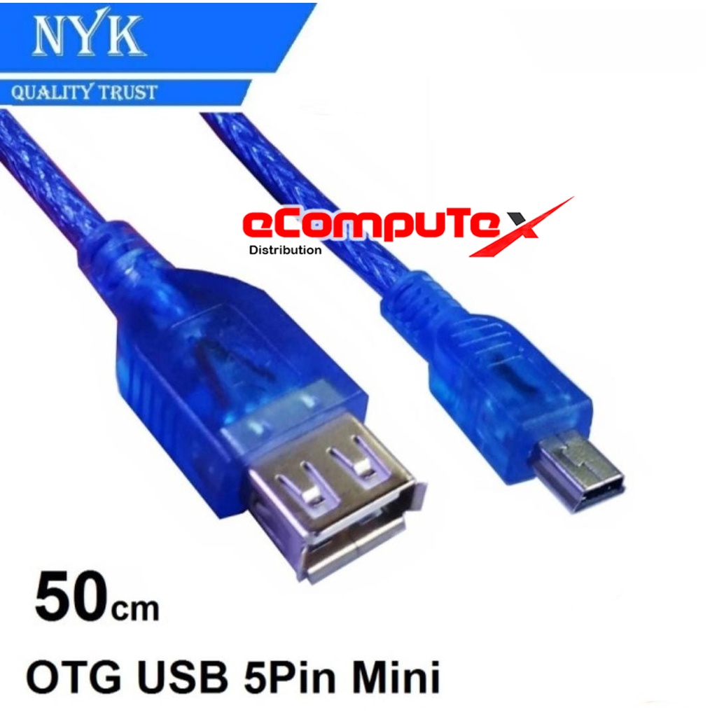 Jual CABLE OTG USB F TO 5 PIN MINI NYK 60CM / KABEL OTG USB TO 5 PIN 60 ...