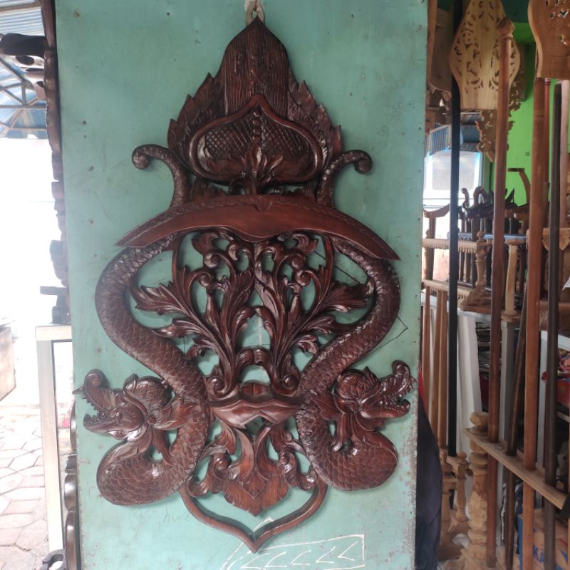 Jual Blawong Keris Isi Tiga Motif Ukir Naga Kembar dan Logo PB X Bahan ...