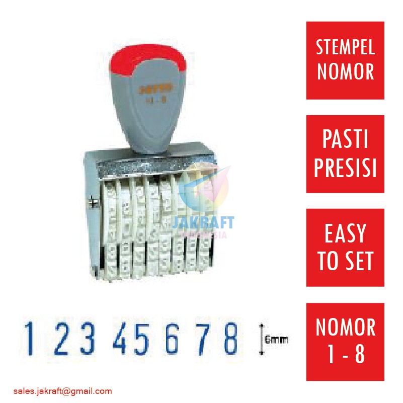 Jual (1 Pcs) Stempel Cap Angka 8 Digit Nomor Numerator JOYKO Number ...