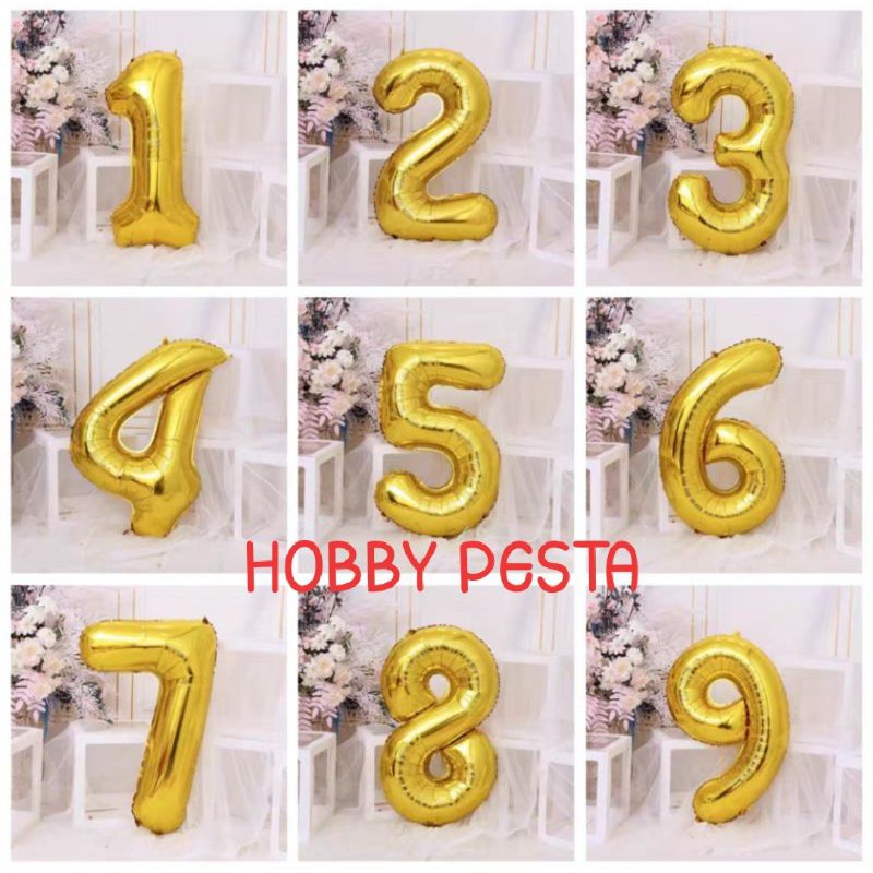 Jual BALON ANGKA GOLD 80CM / BALON FOIL ANGKA 80CM / BALON ANGKA JUMBO ...
