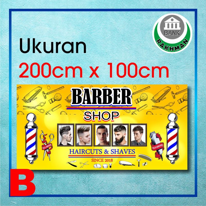 Jual SPANDUK BANNER BARBERSHOP UKURAN 200CM X 100CM | Shopee Indonesia
