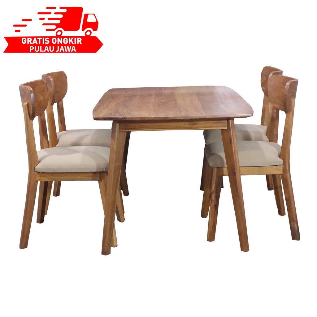 Jual Set Meja Makan Minimalis dan kursi bahan kayu jati Model Retro ...