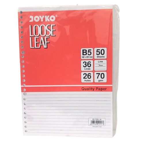 Jual Joyko loose leaf B5 polos isi 50 Lembar / Kertas binder polos B5 Joyko | Shopee Indonesia