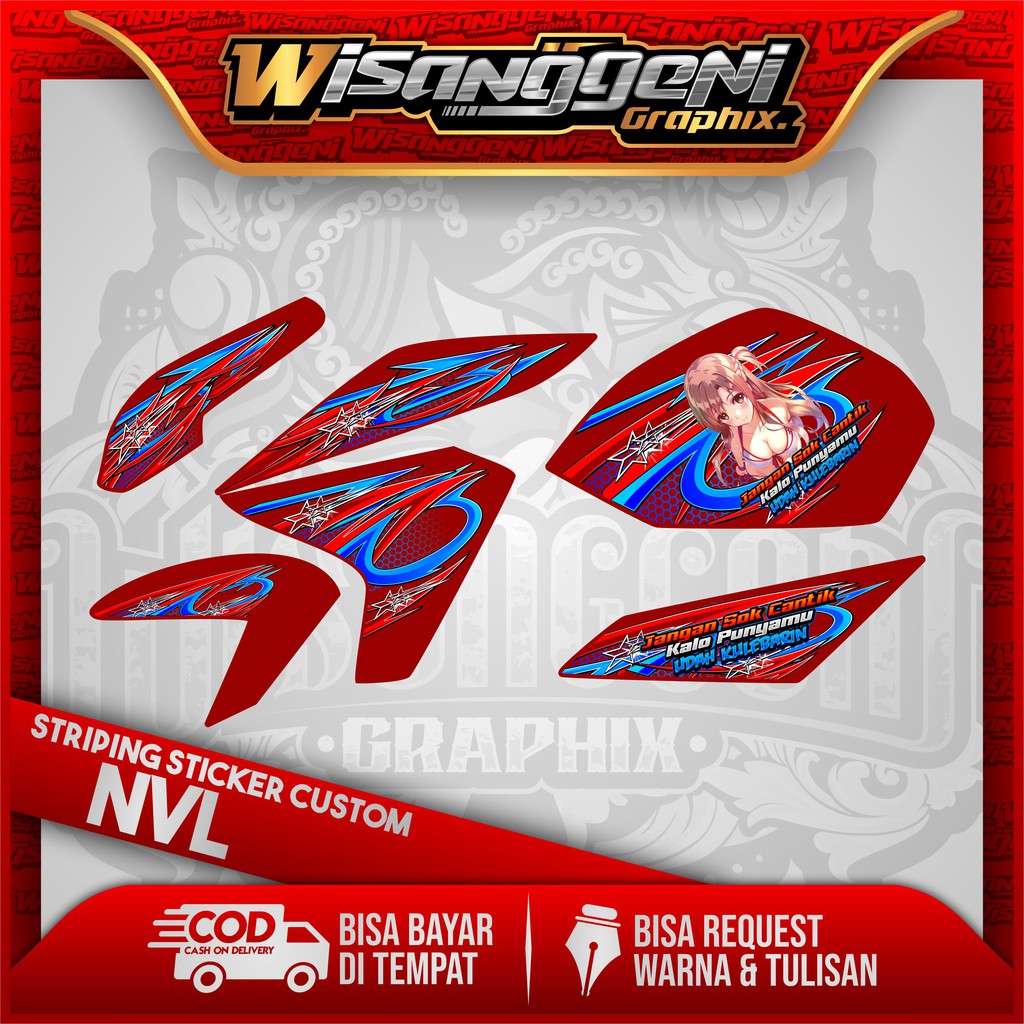 Jual STRIPING STICKER DECAL YAMAHA NEW VIXION LIGHTNING NVL CUSTOM 6 ...