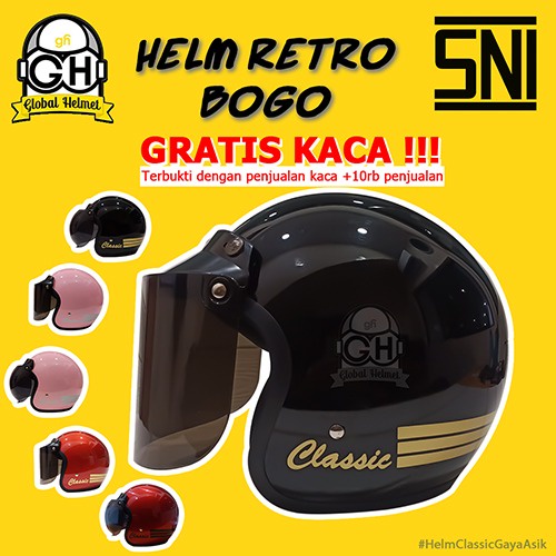 Jual Helm Bogo Classic Helm Wanita Dewasa Warna Terkini Retro SNI Helm ...