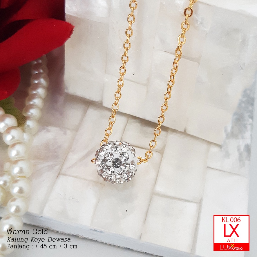 Jual KL 006 Kalung Koye Dewasa Bola Disco 10 mm Boldis Putih Liontin Bola Boba Perhiasan Lapis ...