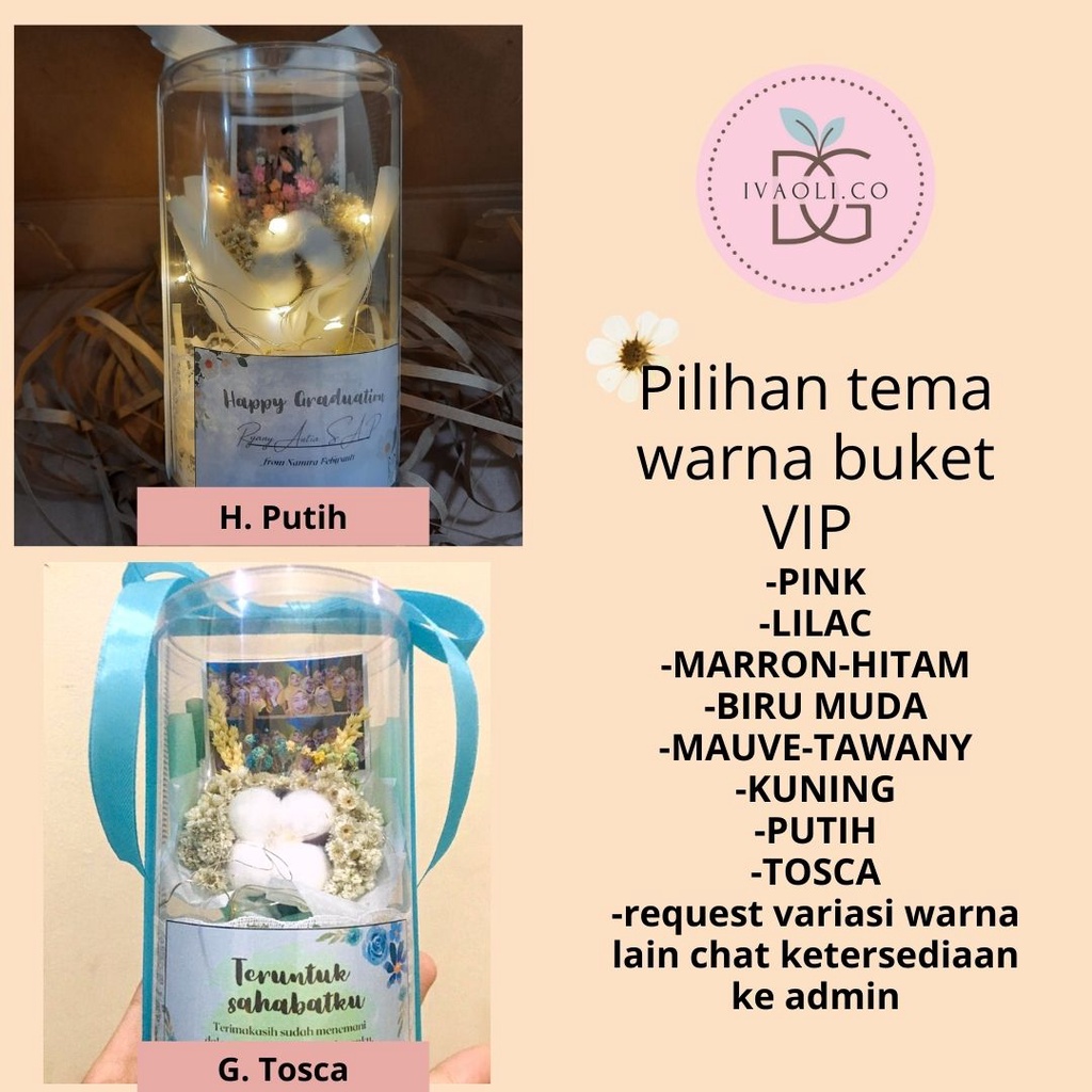 Jual Buket tabung mika| Dried flower tube | Mini Bouquet in Cylinder ...