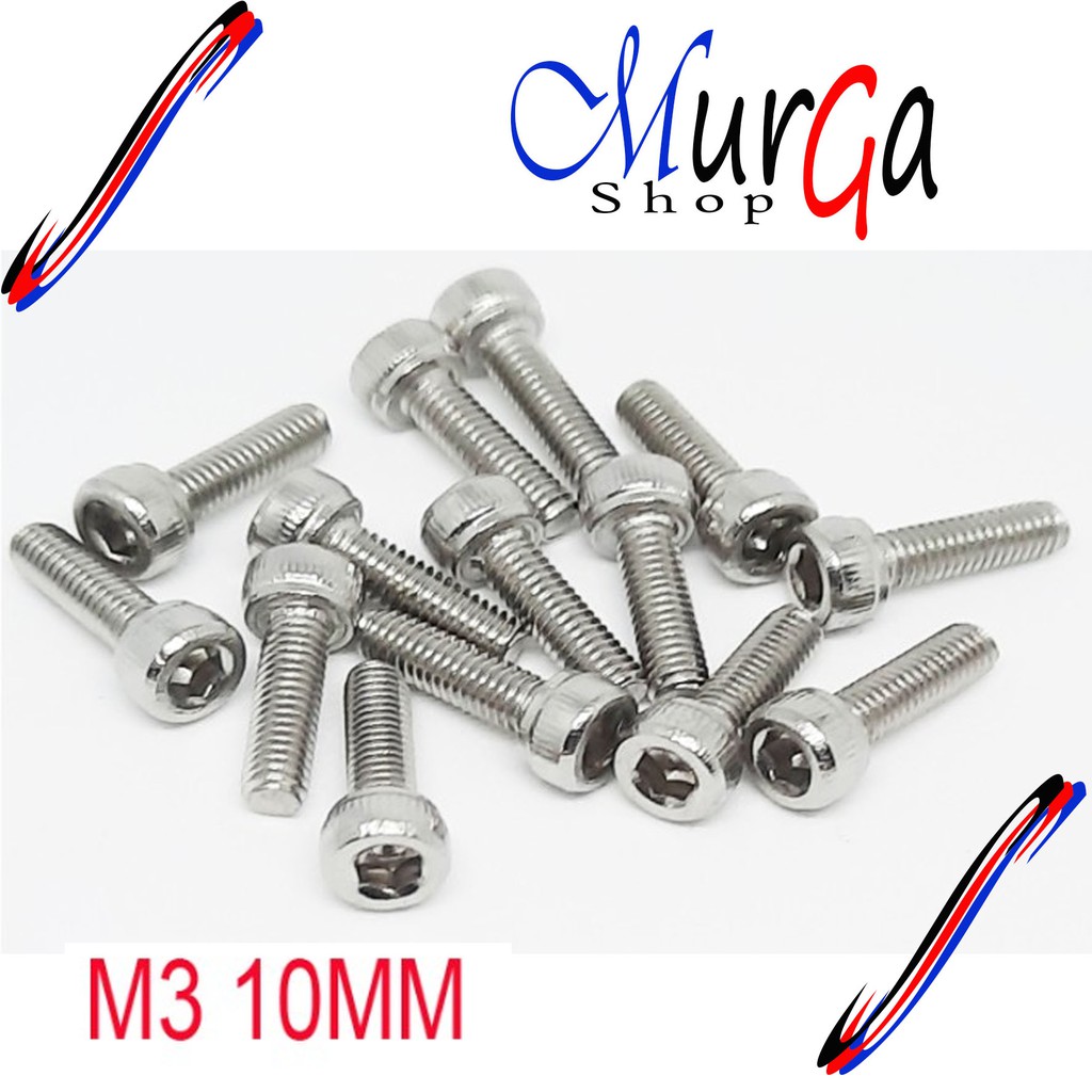 Jual BAUT HEXAGONAL M3 STAINLESS STEEL PANJANG 10MM | Shopee Indonesia