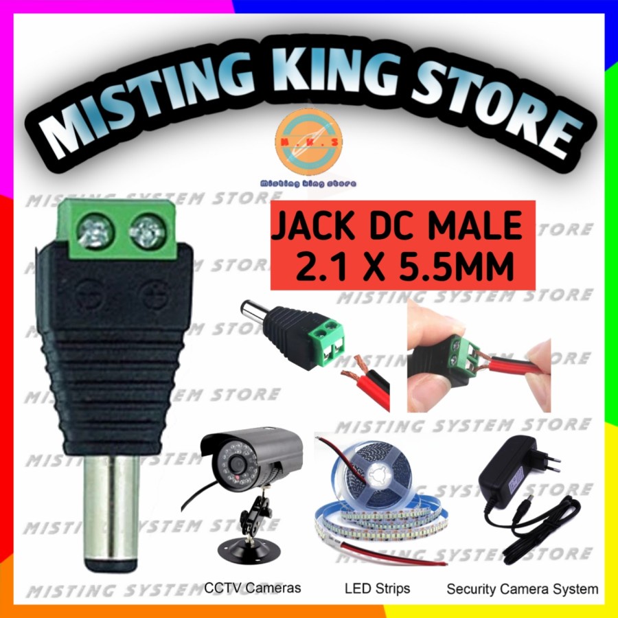 Jual JACK DC MALE KONEKTOR POWER ADAPTOR JECK LISTRIK KAMERA CCTV POMPA ...