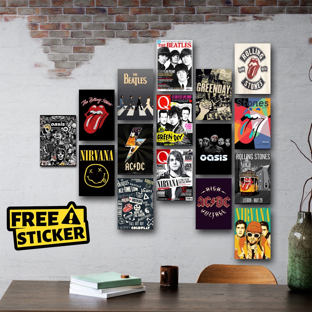Jual Murah (16PCS) Poster Dinding kamar Vintage Band 80an Ukuran A5 ...