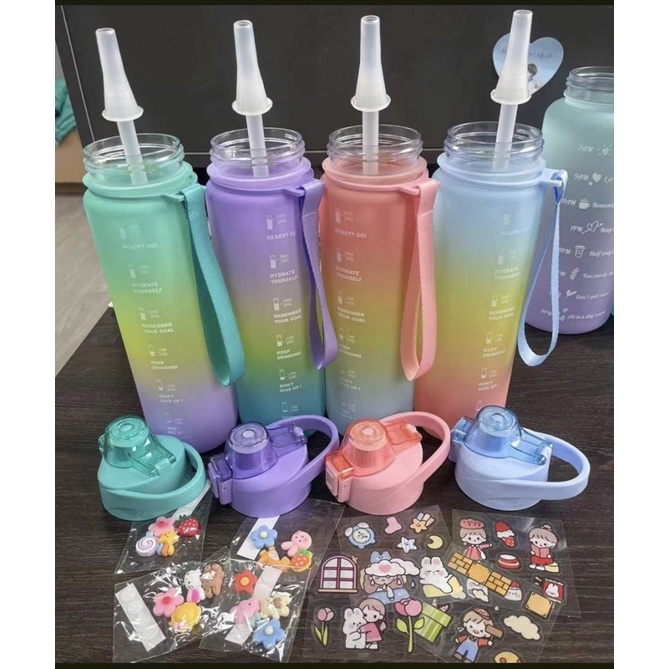 Jual botol viral gradasi 1.1liter + stiker 2D 3D full stiker | Shopee ...