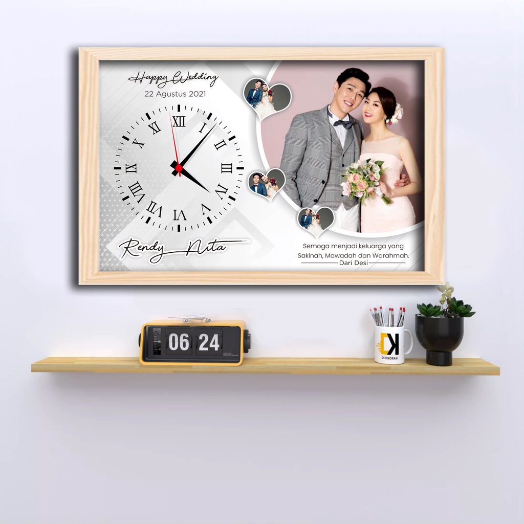 Jual Jam Dinding Bingkai Kayu Jati Belanda Custom Free Box & Baterai ...