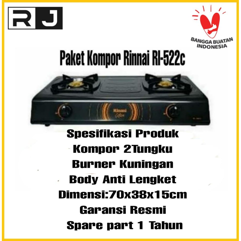 Jual Kompor Gas LPG Rinnai RI-522C / Kompor Gas 2 Tungku RI-522C ...