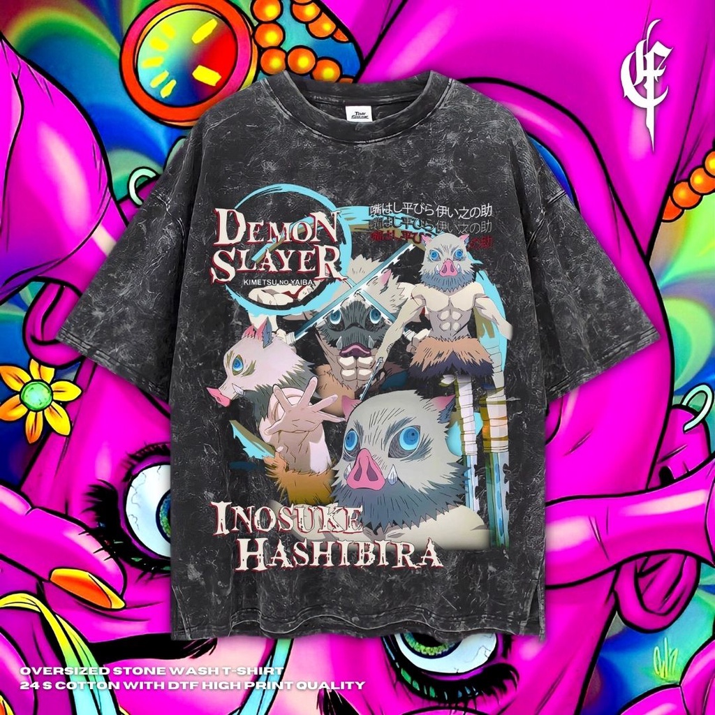 Jual Psycho Crucify "Inosuke Hashibira" Oversized T-Shirt | Stone Wash ...
