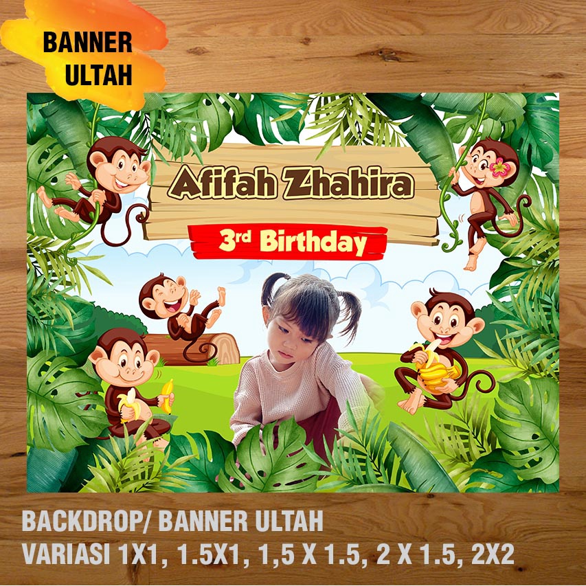 Jual MONKEY / MONYET BANNER ULTAH/ BACKDROP ULTAH/ SPANDUK ULANG TAHUN ...