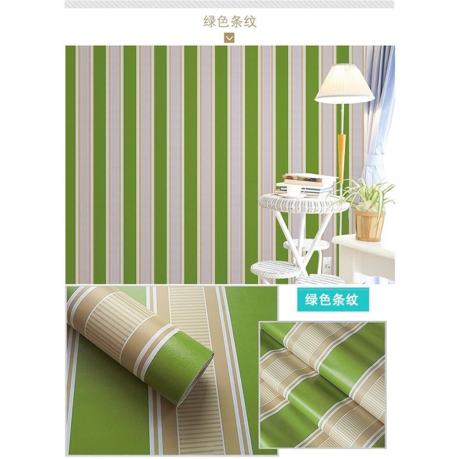 Jual Wallpaper Stiker Dinding/Kamar/Kantor Motif Garis Salur Hijau | Shopee Indonesia