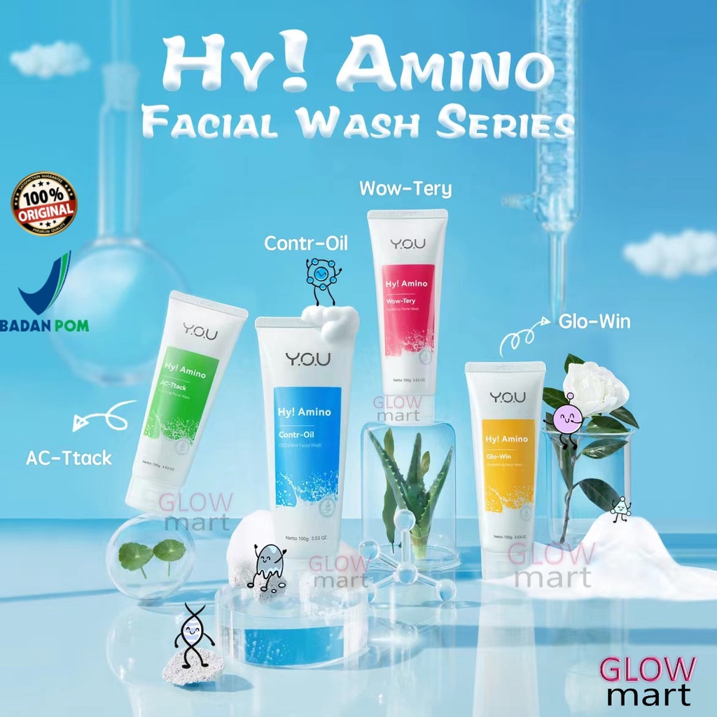 Jual GlowMart YOU Hy! Amino Facial Wash | Hay Hi Oil Control | Bye-Bye Bacteria 99% | Hydrating ...