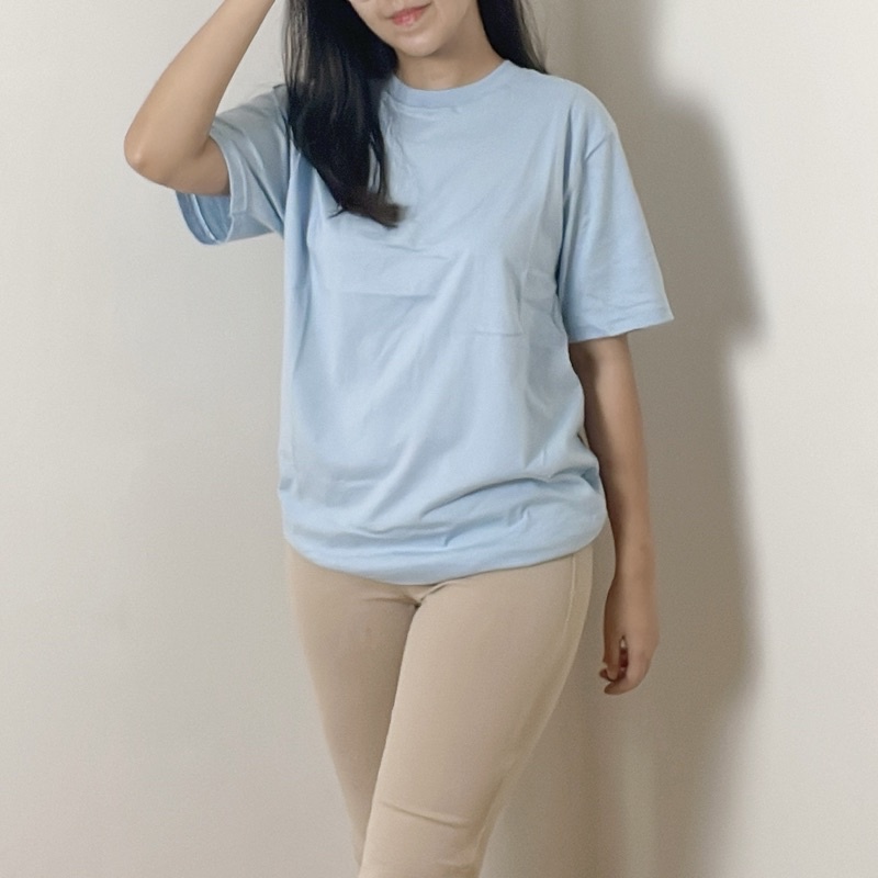 Jual KAOS POLOS UNISEX PREMIUM POWDER BLUE / Basic T-Shirt Kaos Polos ...