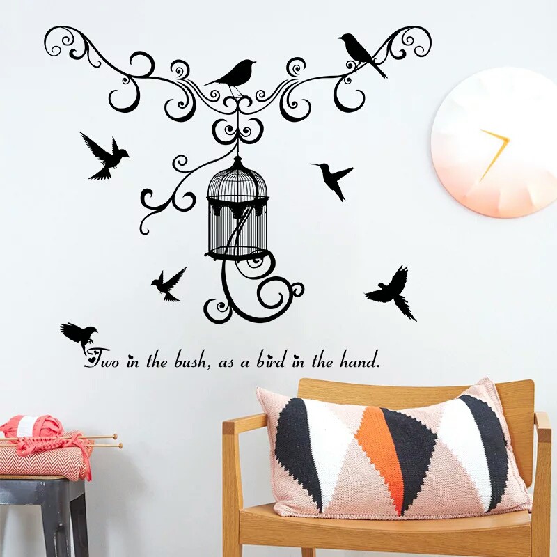Jual RELIZA WALLSTICKER SANGKAR HITAM BIRDS BLACK CAGE SK7055 STIKER ...
