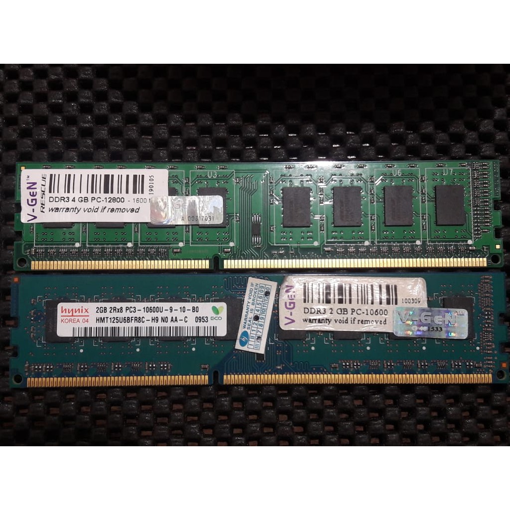 Jual V-Gen DDR3 4GB for PC 12800/1600 MHz + (DDR3 2GB PC 10600MHz ...