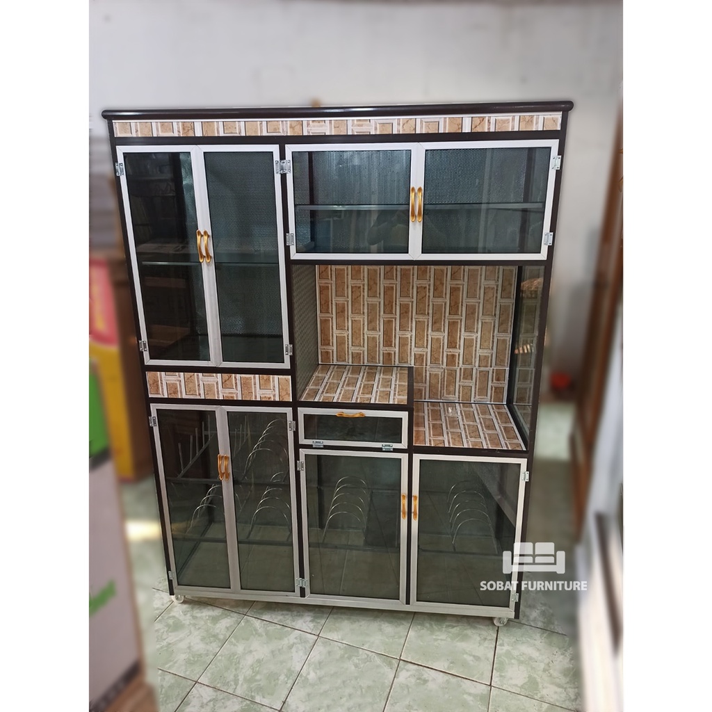 Jual Lemari Rak Piring 4 Pintu Alumunium Roda Tiang Jumbo Kekar ...