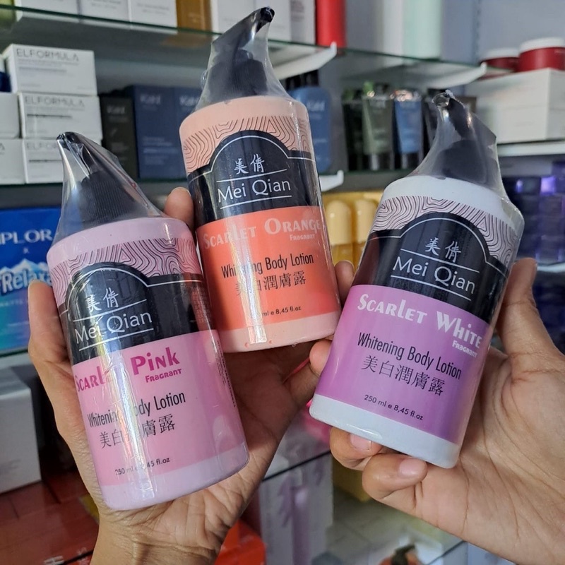Jual Mei Qian Body Lotion Whitening Scarlet 250ml | Shopee Indonesia