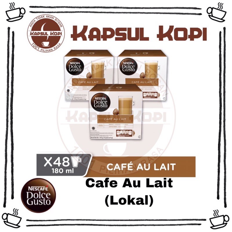 Jual Paket 3 Box Cafe Au Lait Lokal Kapsul Kopi Nescafe Dolce Gusto ...